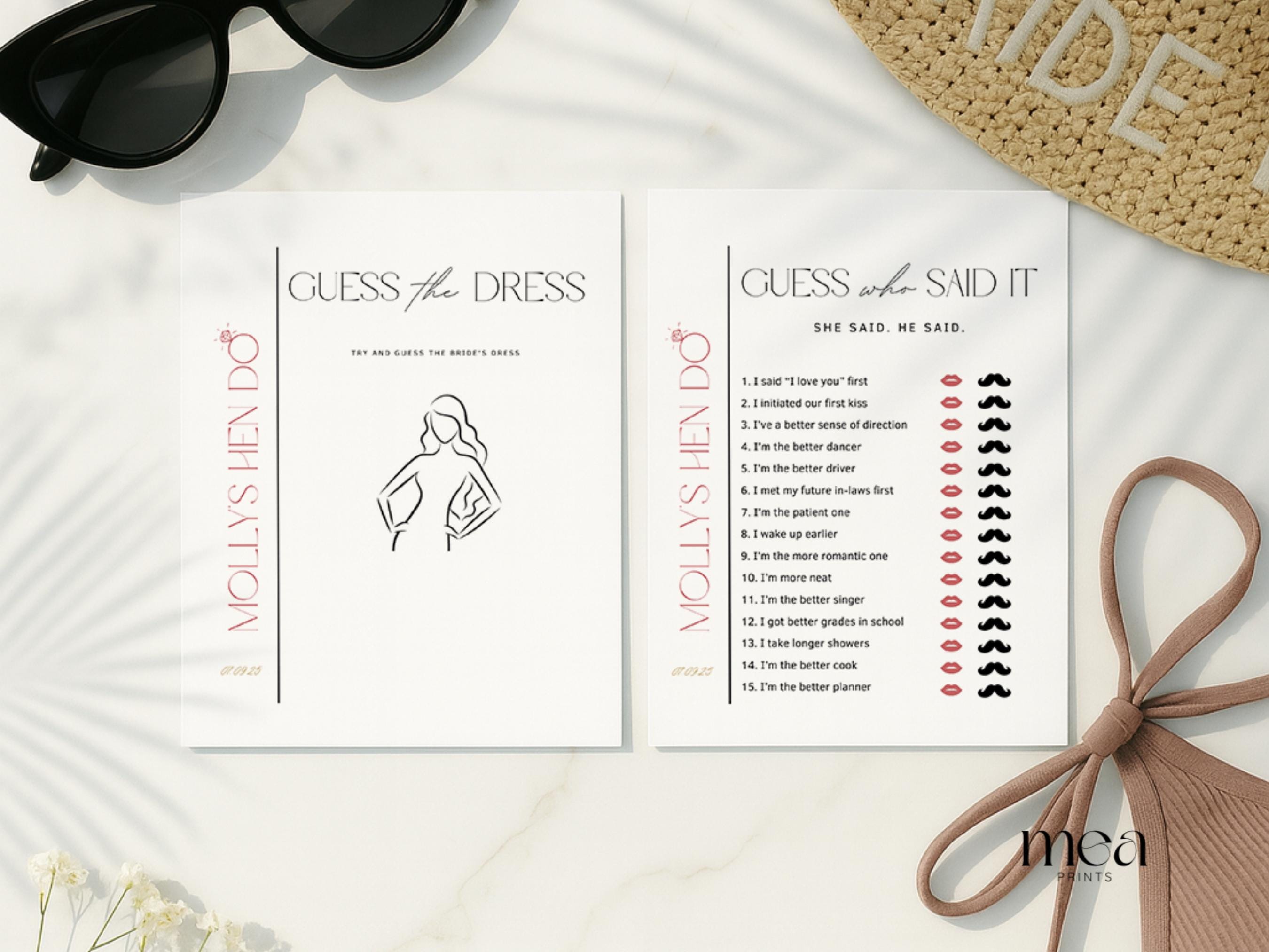 Personalised Pink Hen Do Games | Hen Party Games | Bridal Shower Games ...