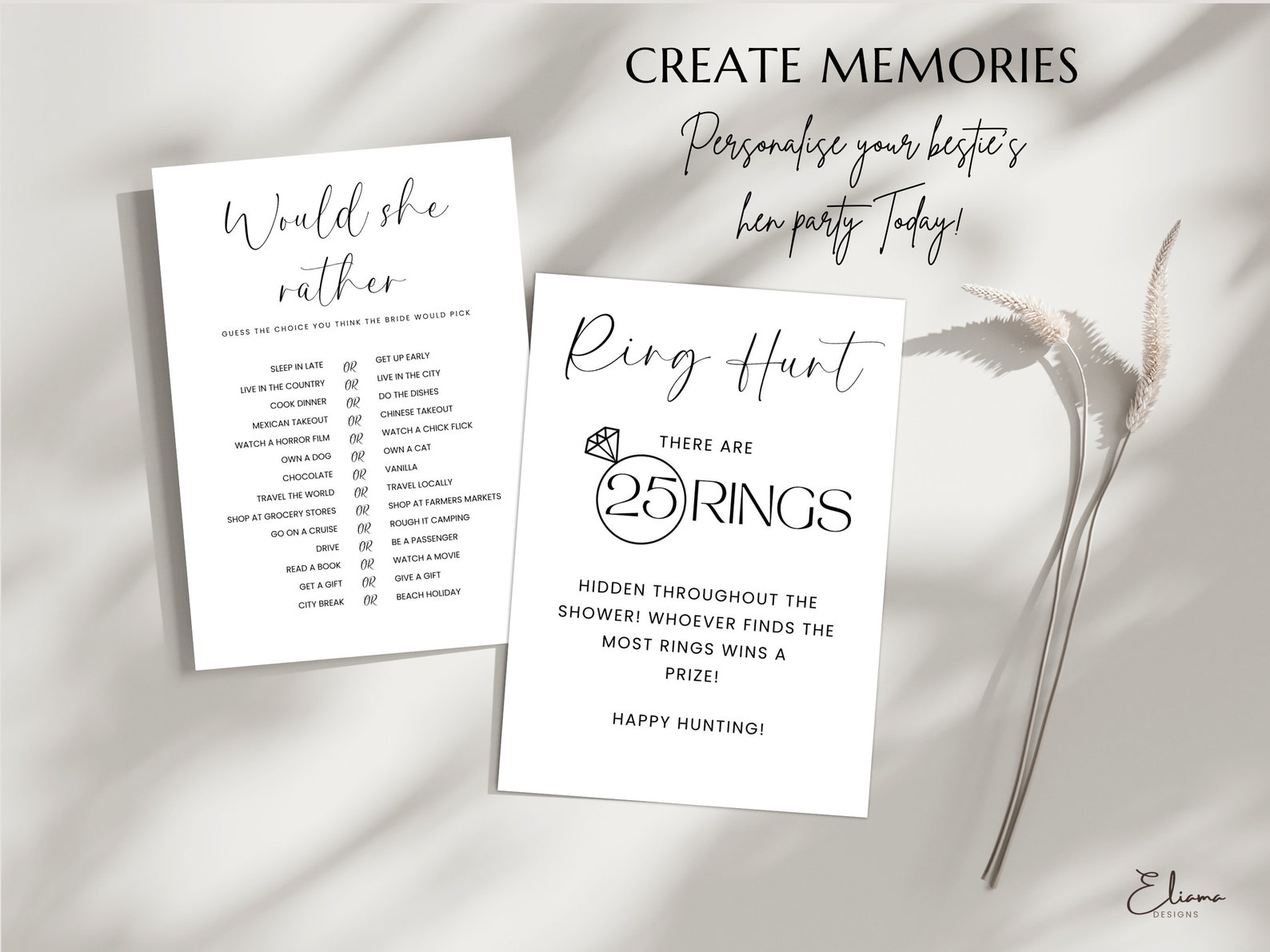 Minimalist Hen Do Games | Printable Hen Party Games | Editable Bridal ...