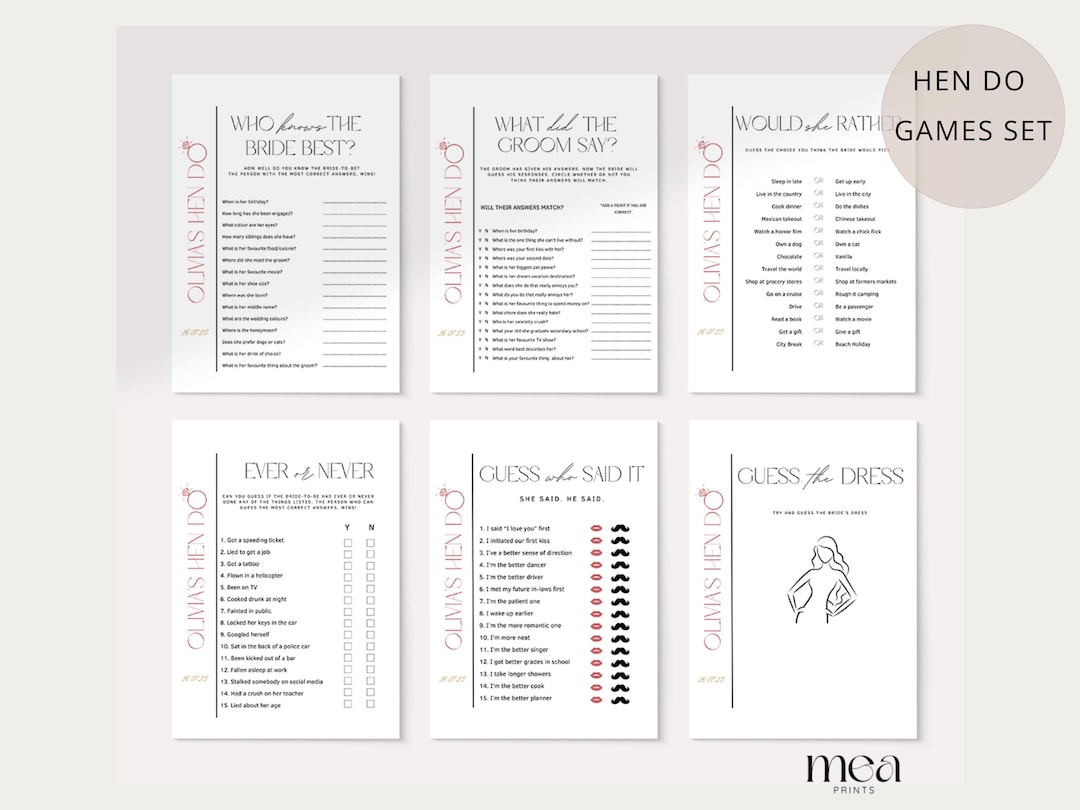 Personalised Pink Hen Do Games | Hen Party Games | Bridal Shower Games ...