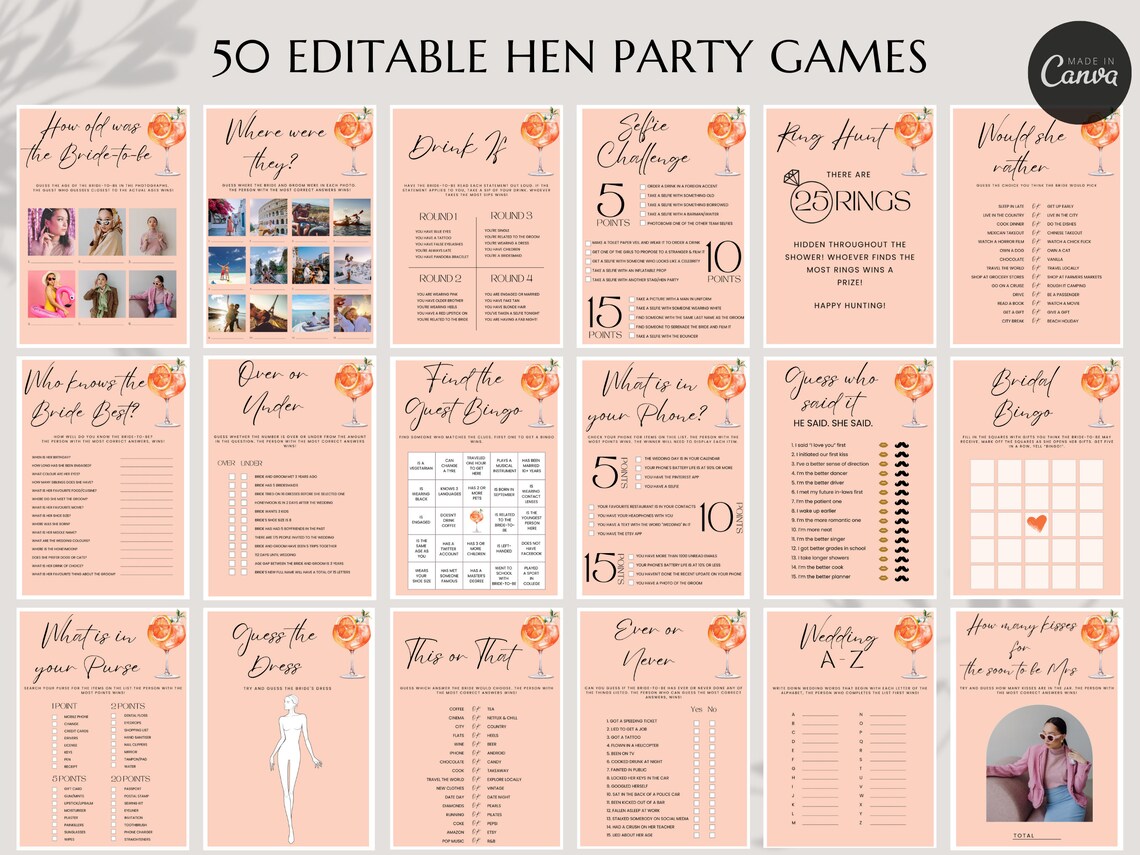 Aperol Spritz Hen Party Games Printable Hen Do Games Download ...
