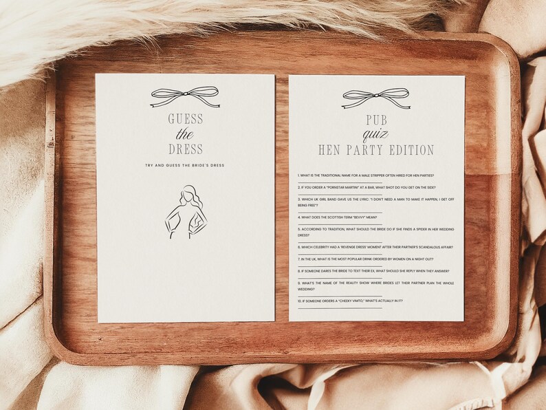 Minimalist Hen Do Games | Printable Hen Party Games | Editable Bridal ...