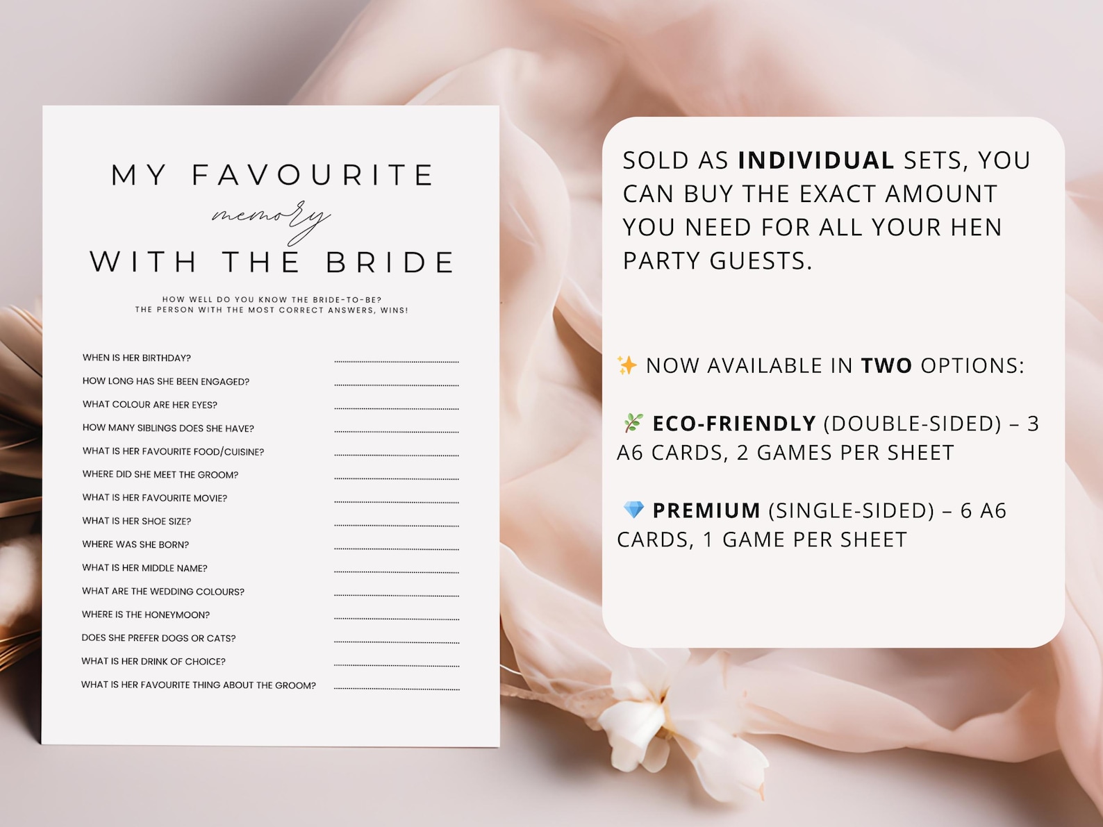 Minimalist Hen Do Games | Hen Party Games | Bridal Shower Games ...