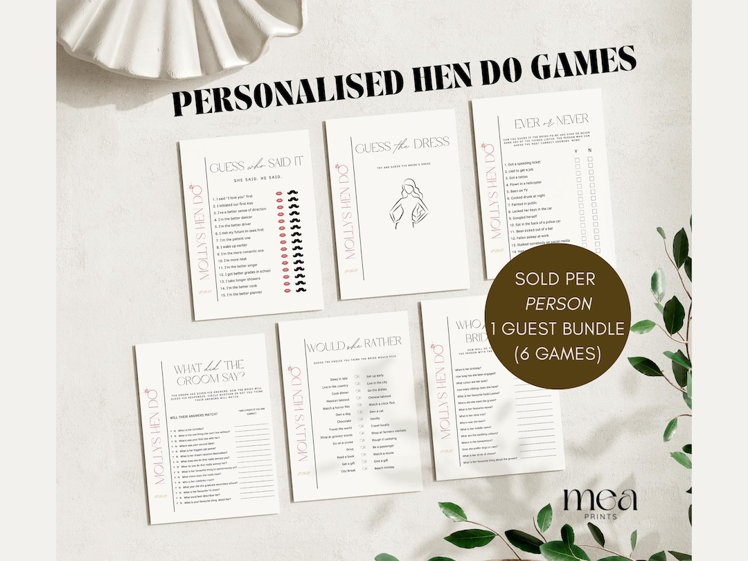 Personalised Pink Hen Do Games | Hen Party Games | Bridal Shower Games ...