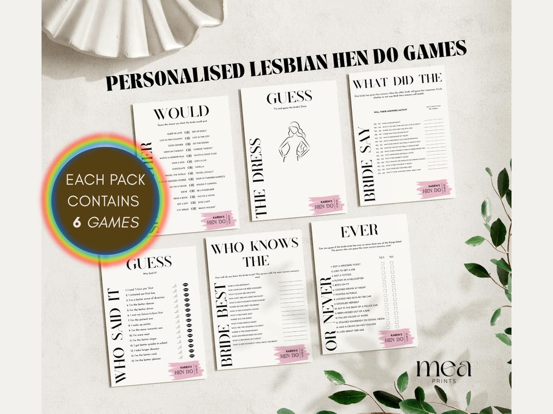 Personalised Lesbian Hen Do Games UK | Bride & Bride Hen Party Games ...