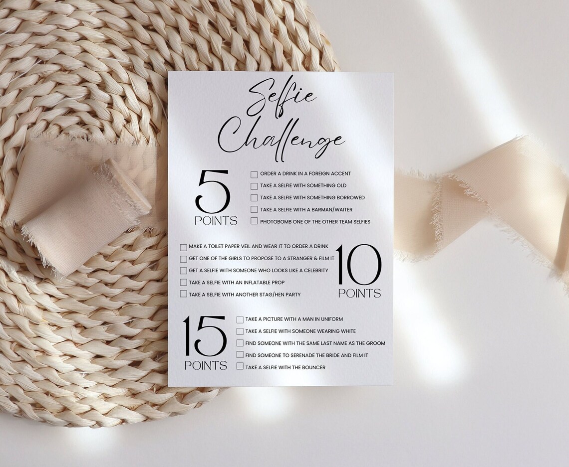 Selfie Challenge Hen Do Game Printable Hen Party Games Editable Bridal ...