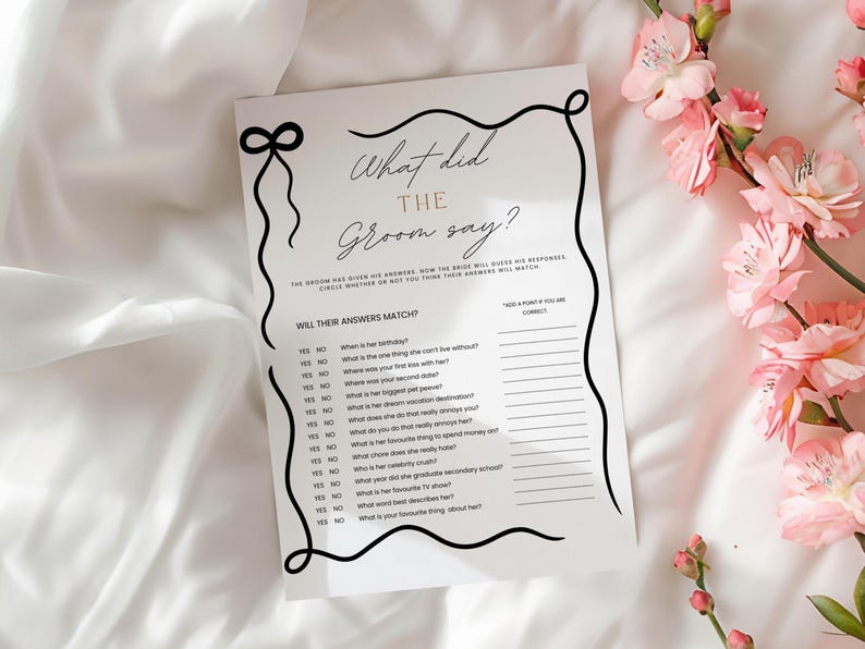 Black Bow Themed Hen Do Games Printable Hen Party Games Editable Bridal ...