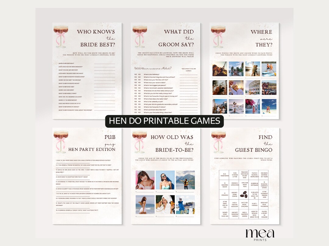 Espresso Martini Hen Do Games | Printable Hen Party Games | Editable ...