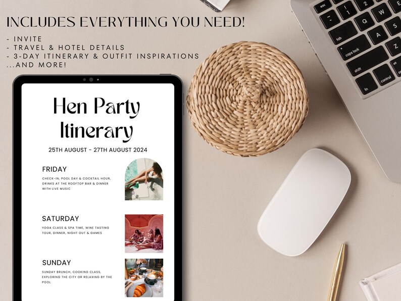 Editable Hen Party Itinerary Template | Customizable Canva Design ...