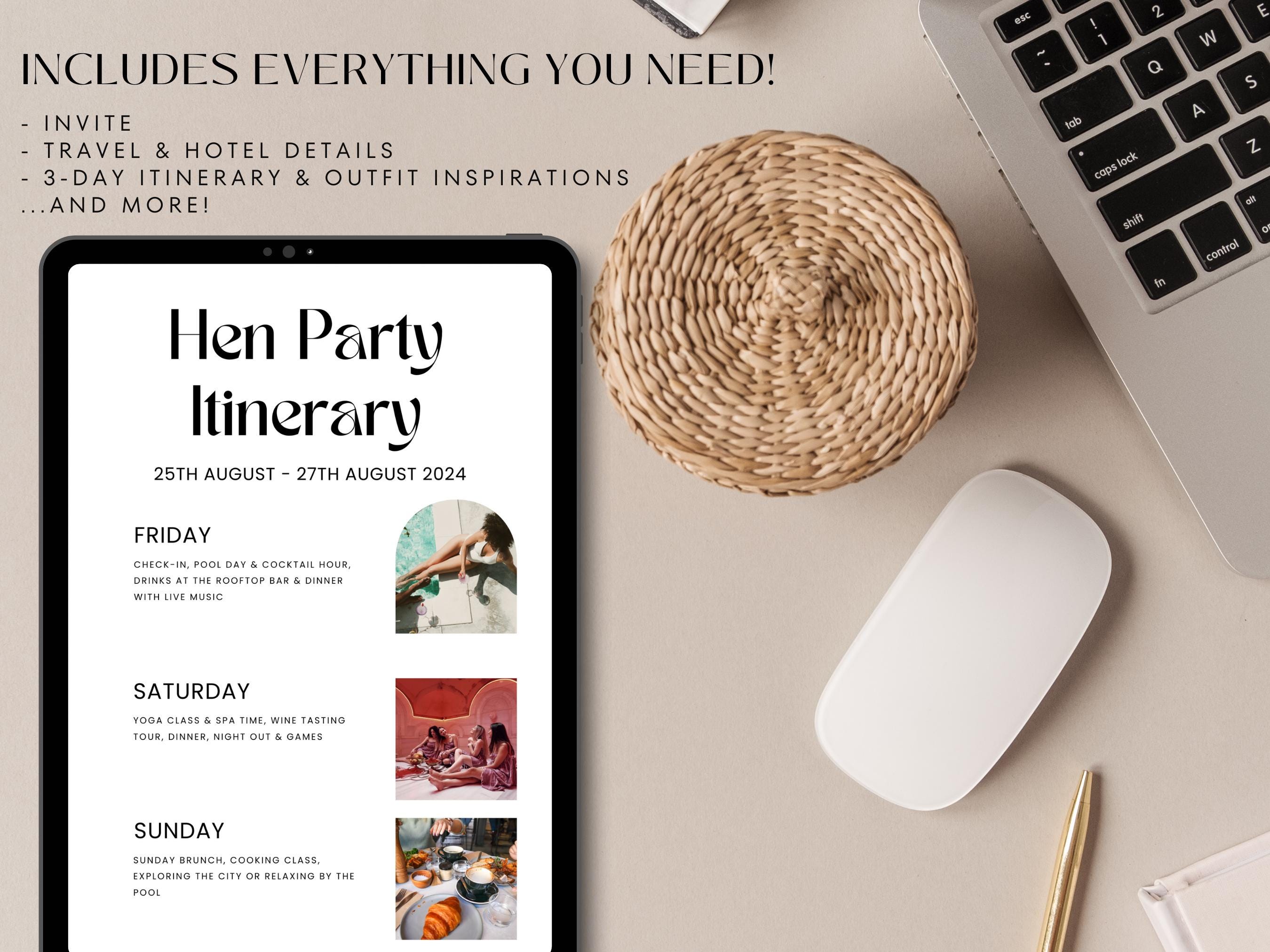 Editable Hen Party Itinerary Template | Customizable Canva Design ...