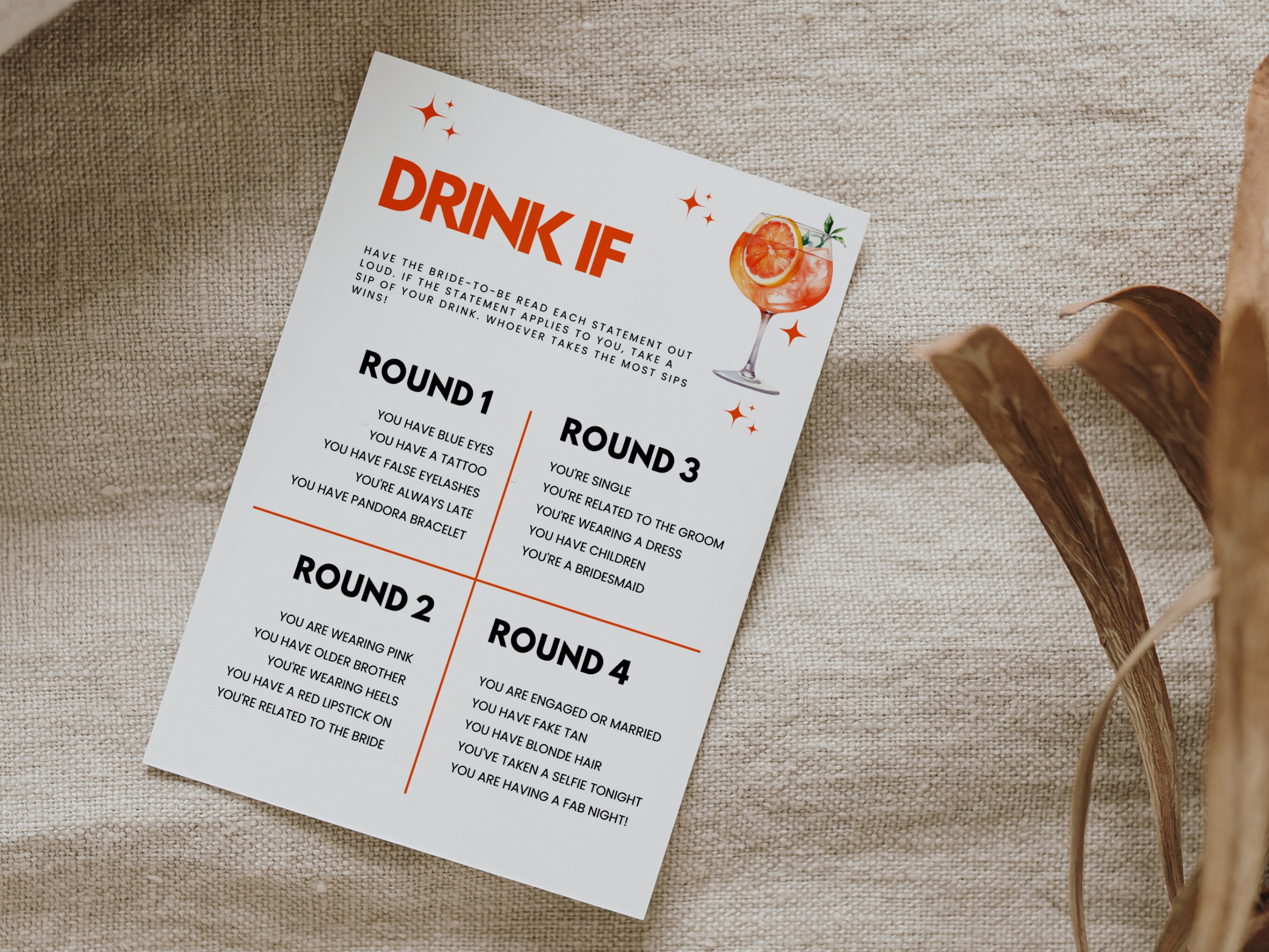 Aperol Spritz Hen Do Games Hen Party Games Bridal Shower Games ...