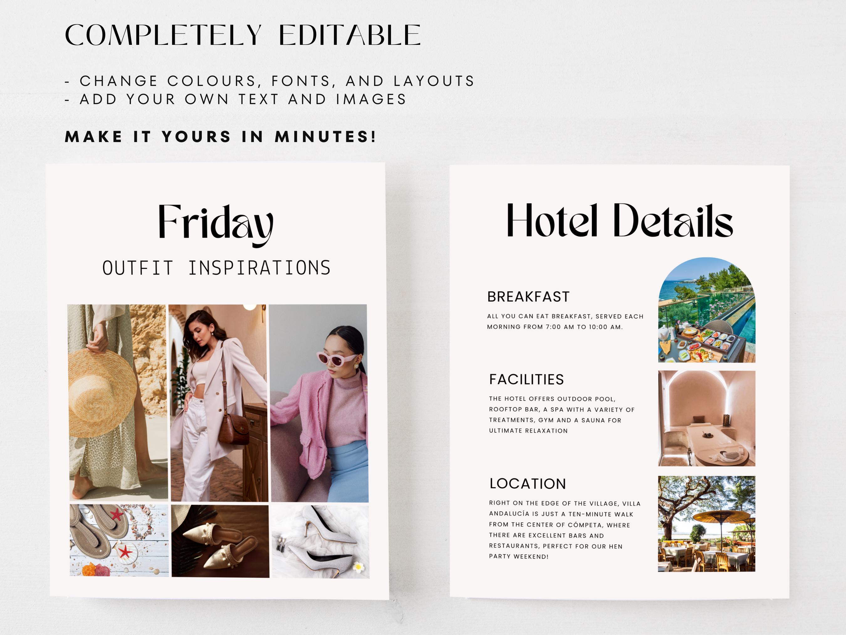 Editable Modern Hen Party Itinerary | Travel Planner | Personalised ...