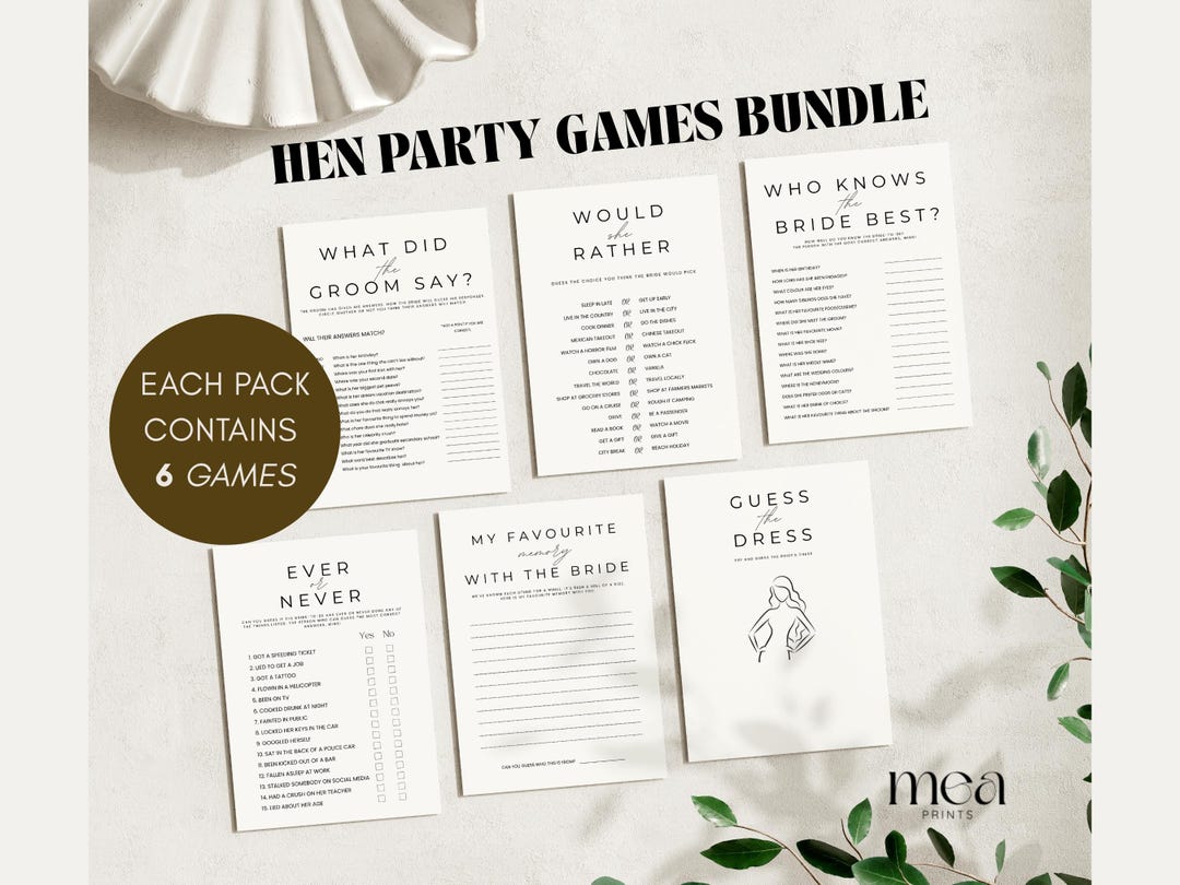Minimalist Hen Do Games | Hen Party Games | Bridal Shower Games ...