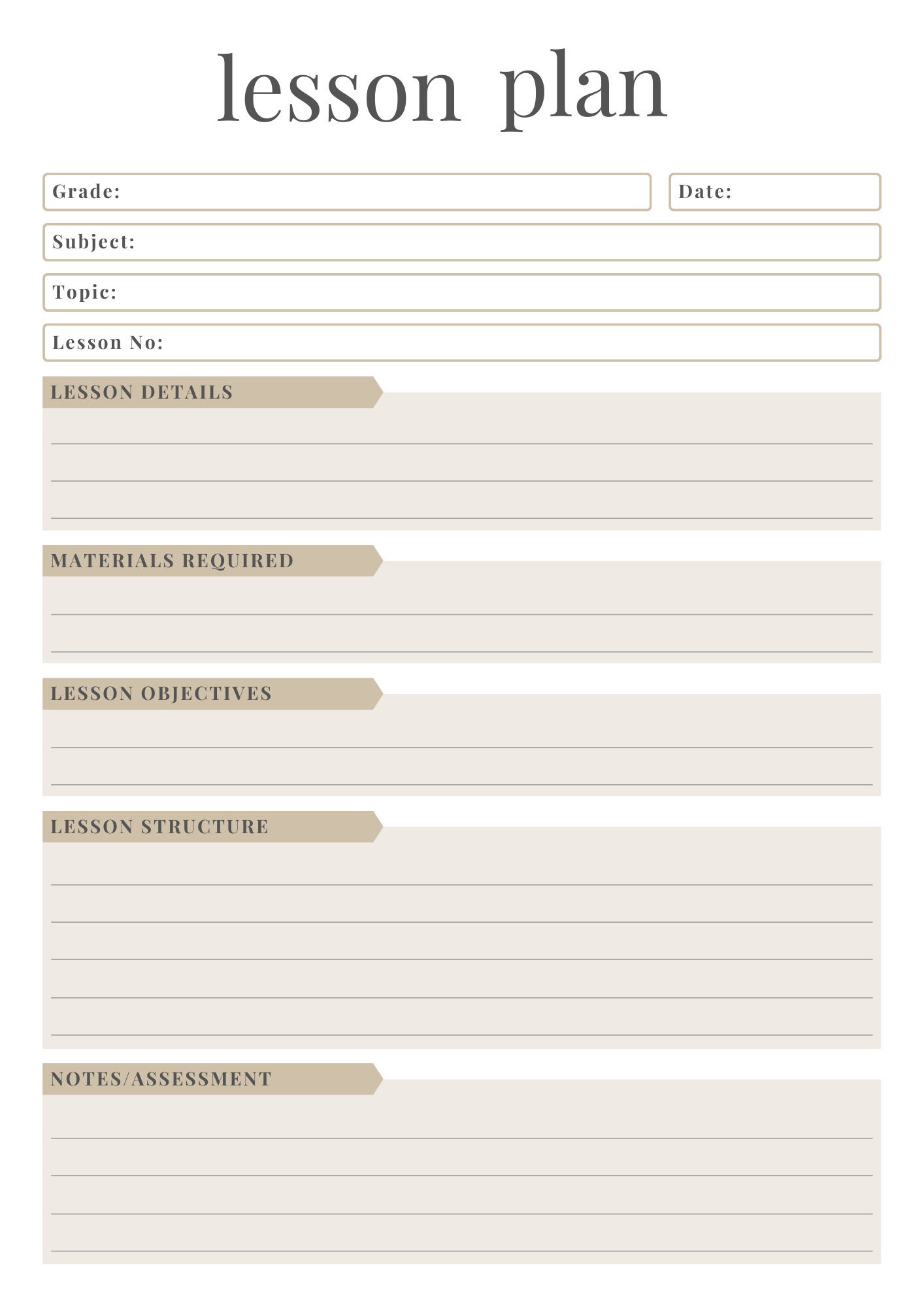 Rainbow Colors Lesson Plan Template Pack Printable, Minimalist Design ...