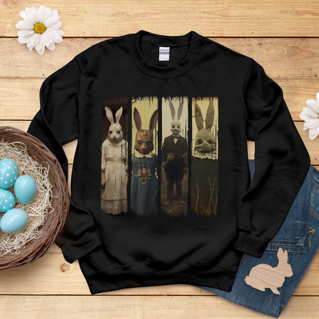 Easterween Creepy Victorian Easter Bunny Sweater Scary Easter Bunny ...
