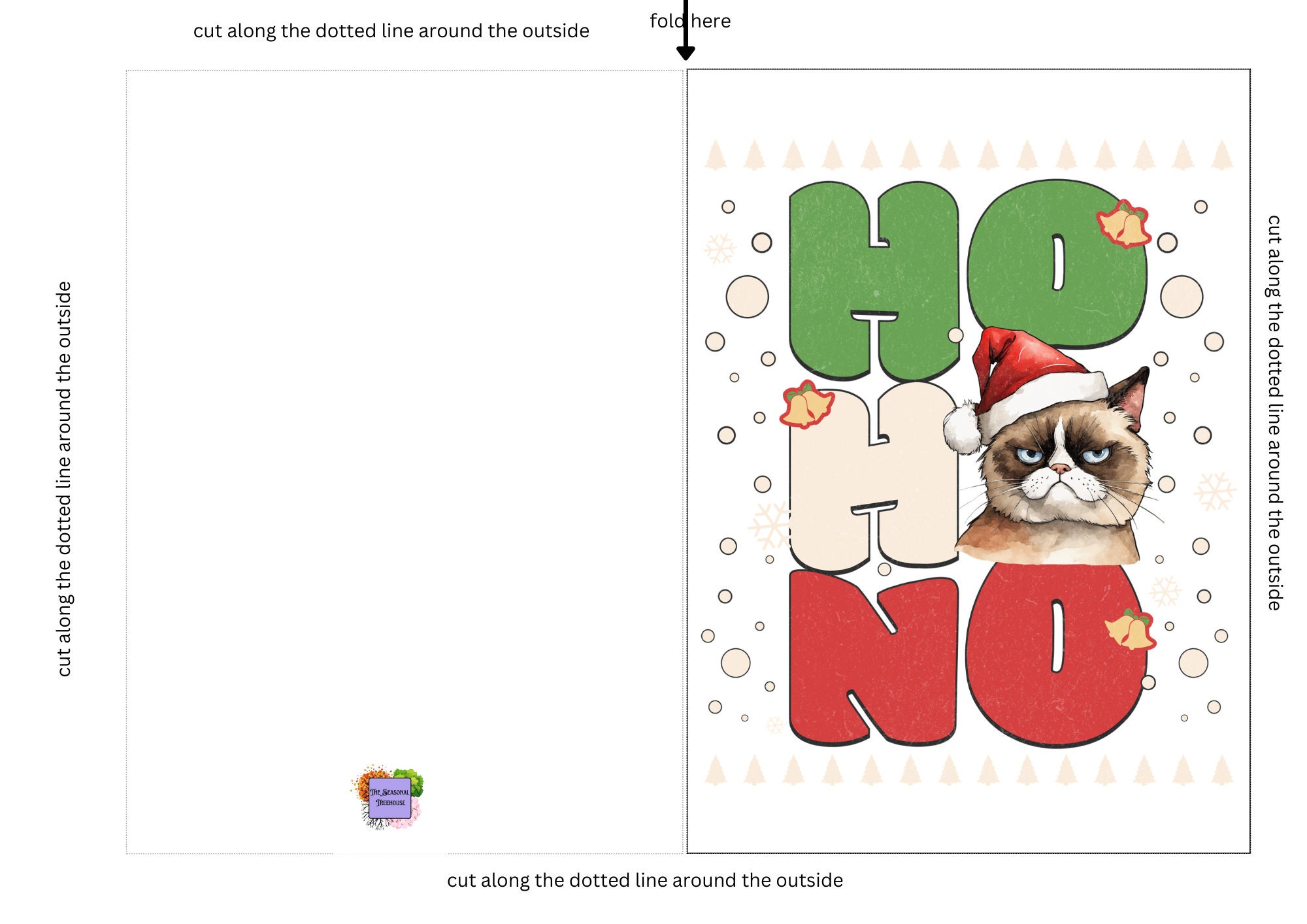 Grumpy Cat Funny Christmas Card Ho Ho No Card DIY Cat - Etsy UK