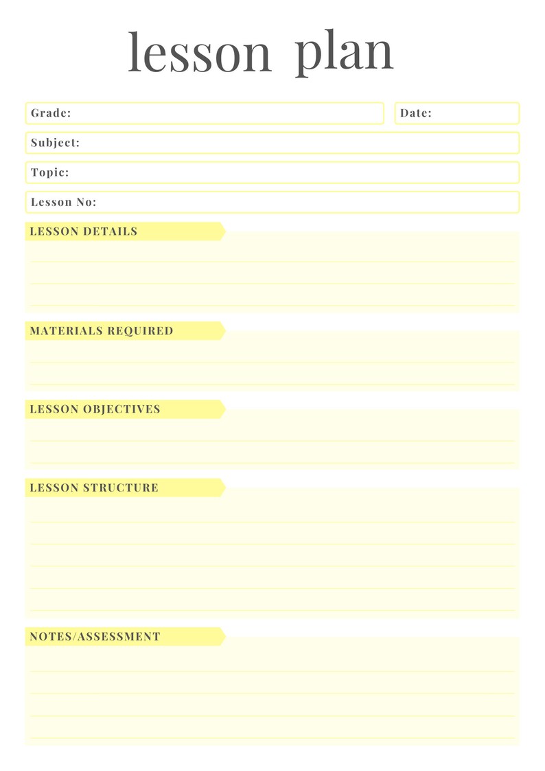 Rainbow Colors Lesson Plan Template Pack Printable, Minimalist Design ...