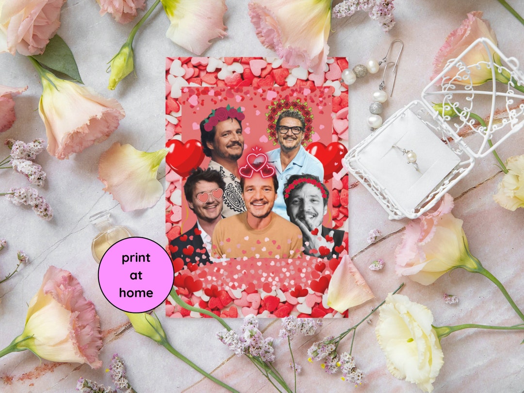 Pedro Pascal Valentine's Day Card: DIY Printable Fan Gift (5x7 Inches ...