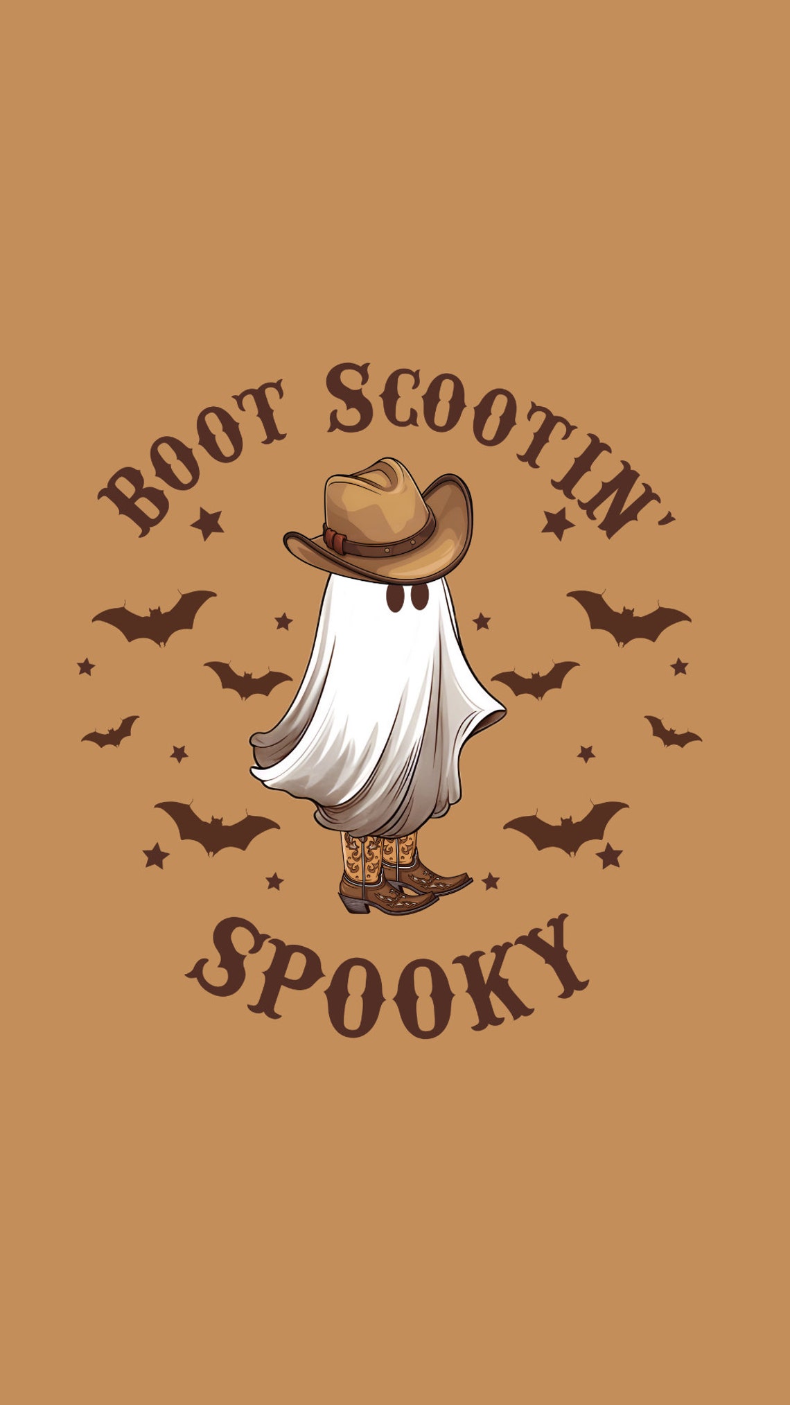 Retro Cowboy Ghost Phone Wallpaper: Spooky Western Theme (digital ...