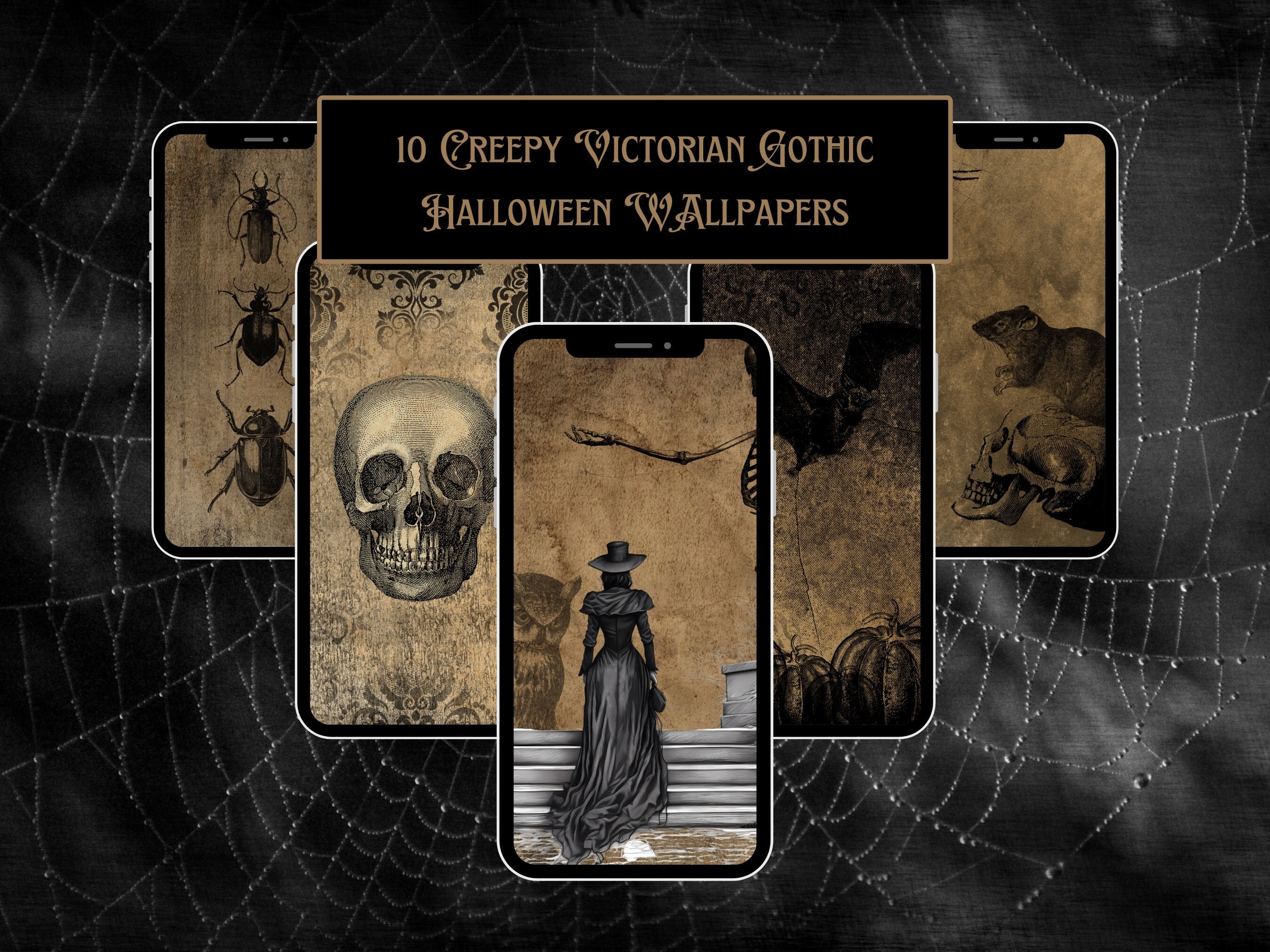 Victorian Halloween Wallpaper Gothic Dark Macabre Spooky - Etsy
