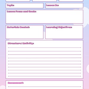 Cute Kawaii Lesson Plan Template, Printable Daily Lesson Planner ...