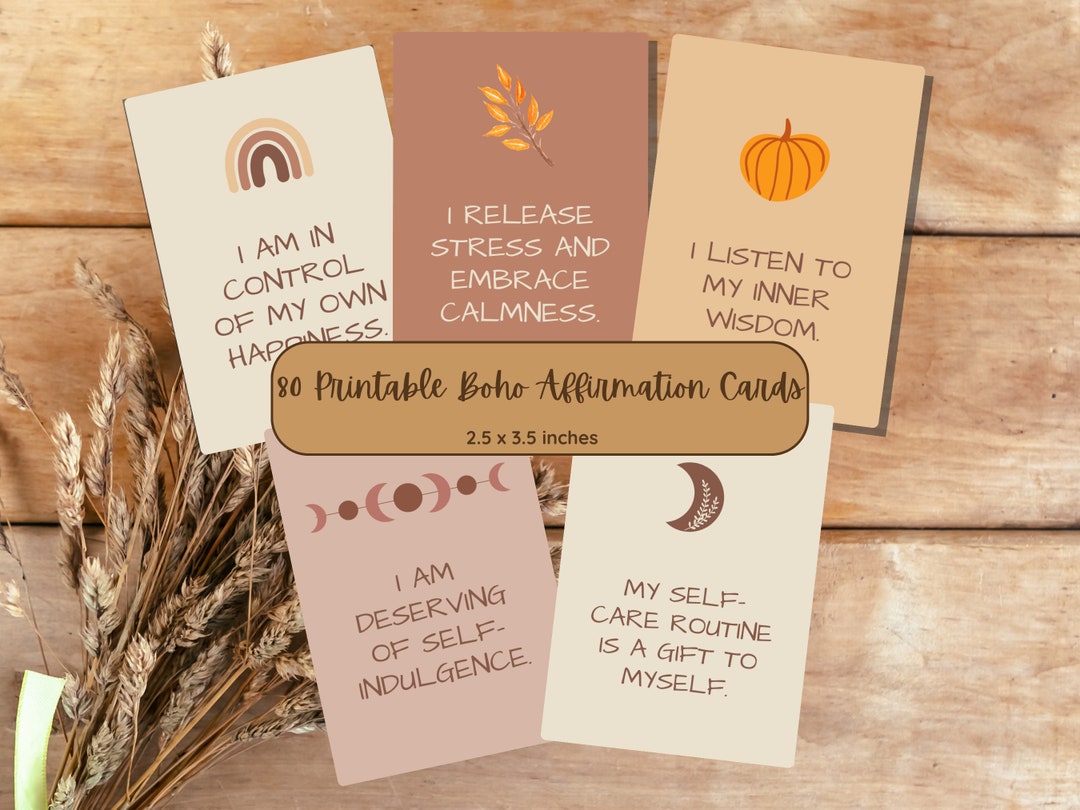 Boho Fall Affirmation Cards Printable Manifestation Deck Daily Positive ...