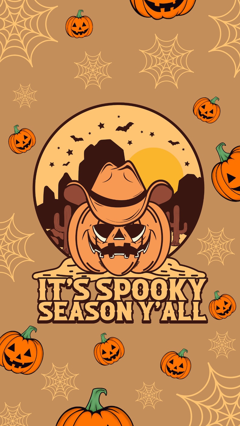 Retro Cowboy Ghost Phone Wallpaper: Spooky Western Theme (digital ...