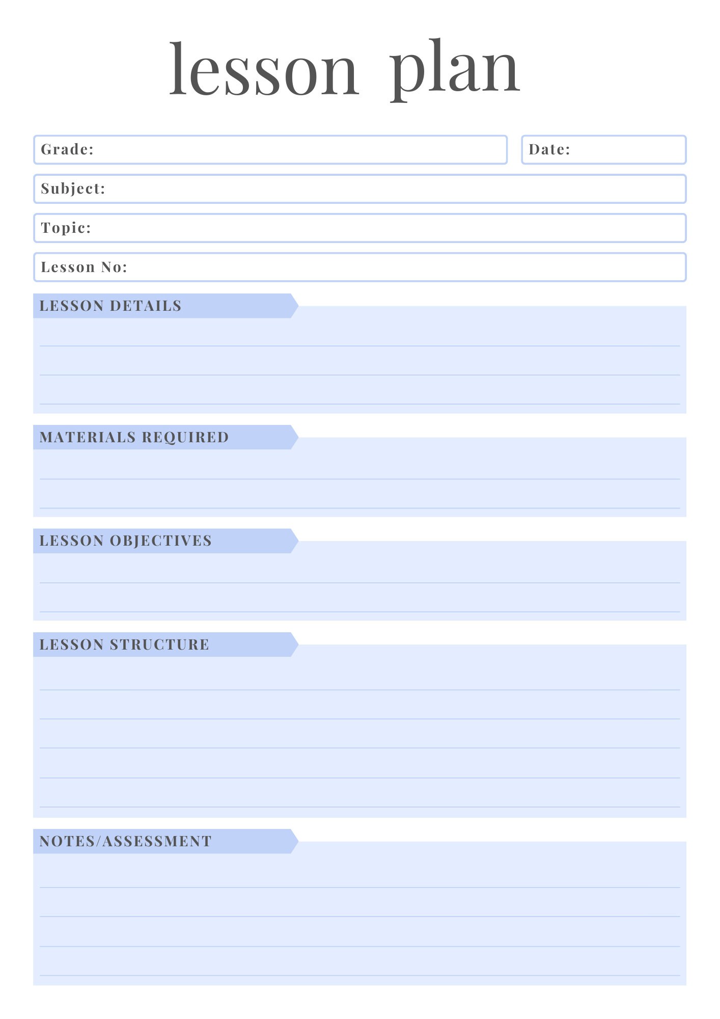 Rainbow Colors Lesson Plan Template Pack Printable, Minimalist Design ...