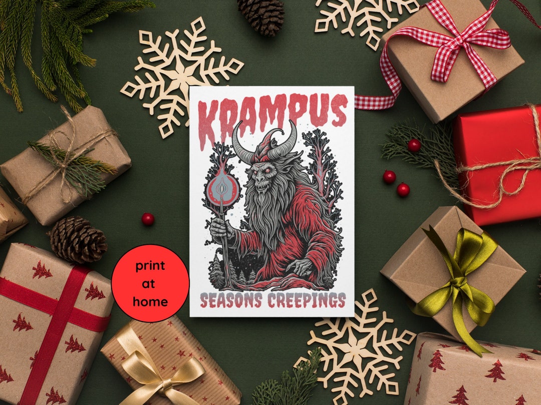 Krampus Seasons Creepings Spooky Christmas Card DIY Printable Creepy ...