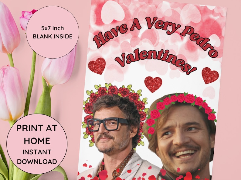 Pedro Pascal Valentine's Day Card: Printable Fan Gift (5x7 Inches ...