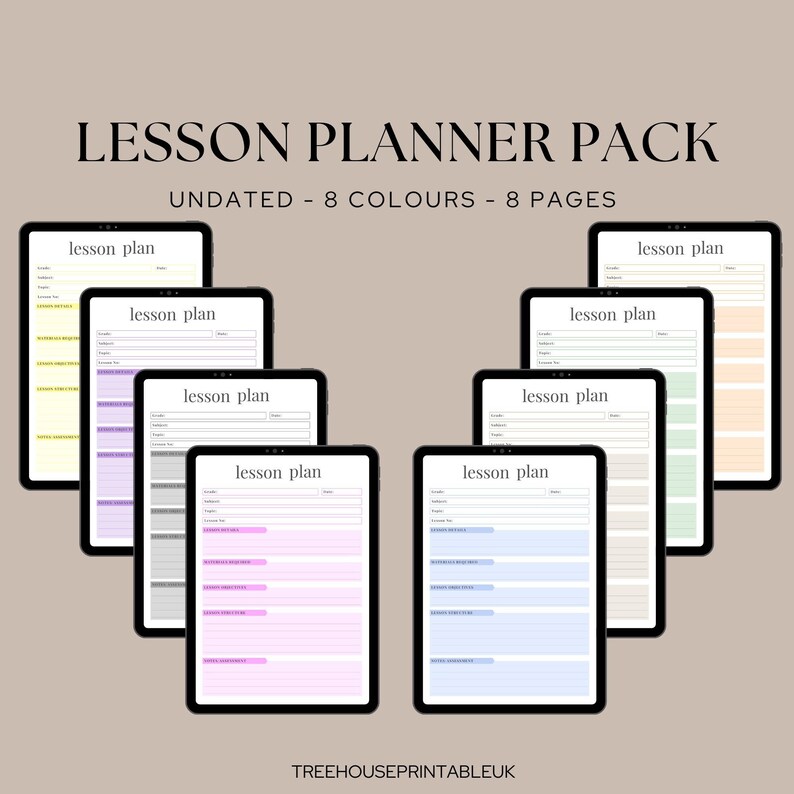 Rainbow Colors Lesson Plan Template Pack Printable, Minimalist Design ...