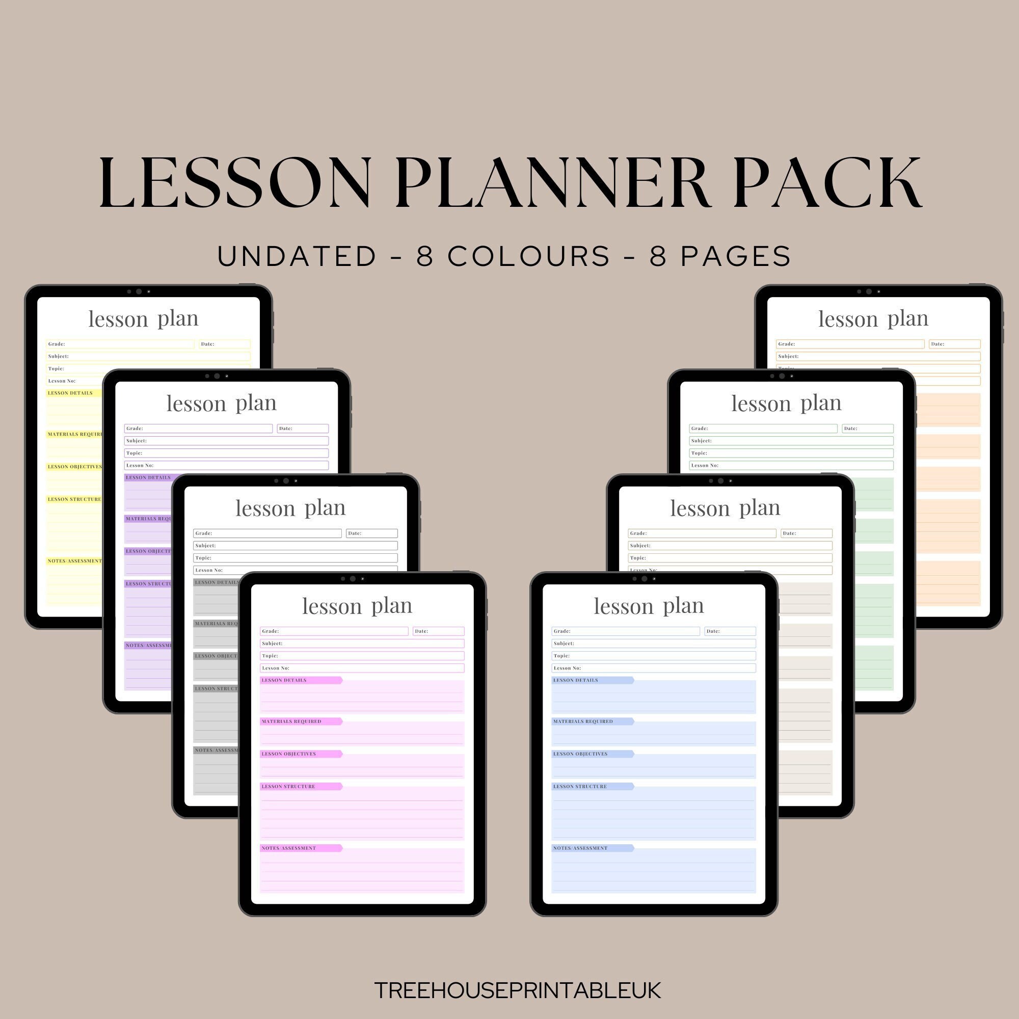 Rainbow Colors Lesson Plan Template Pack Printable, Minimalist Design ...