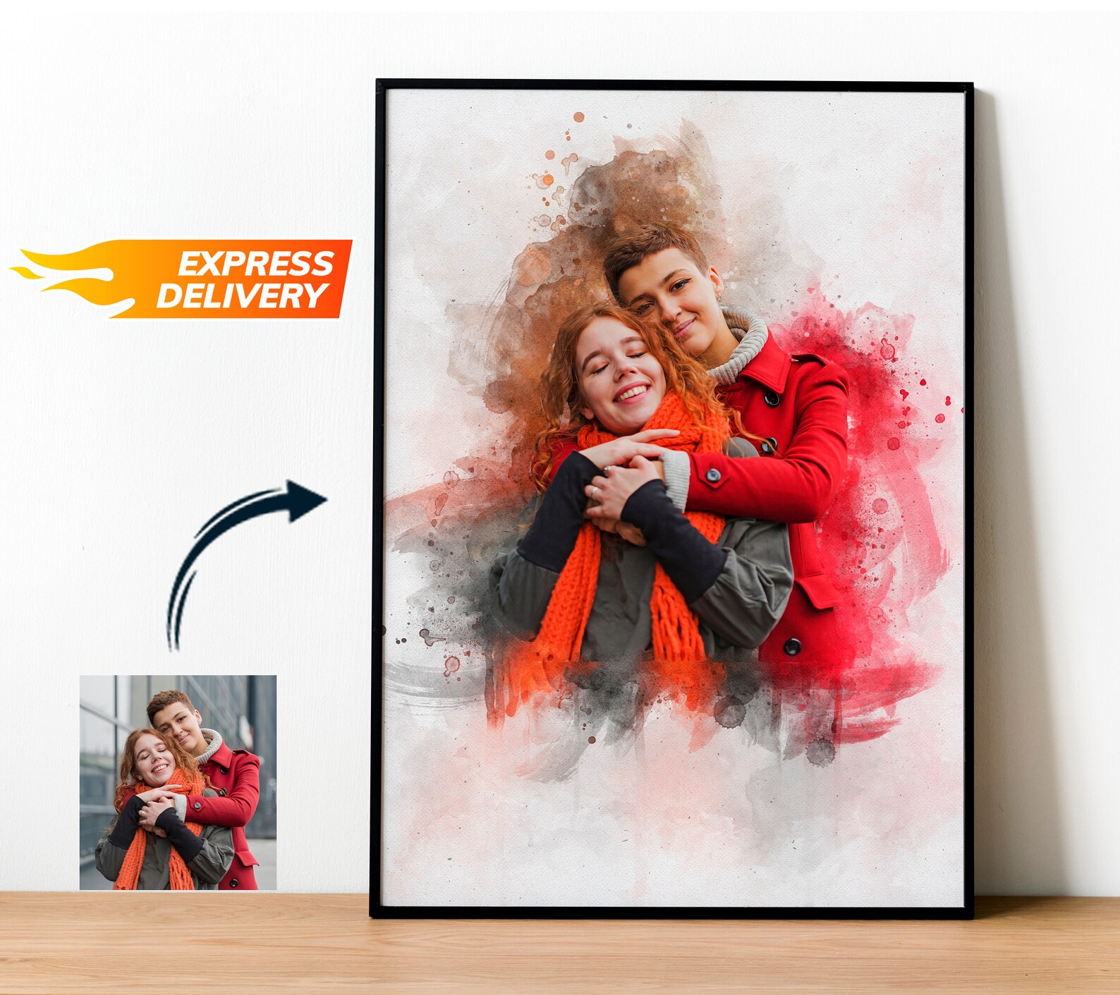 Personalized Best Friend Watercolor Portrait From Photo | Custom ...