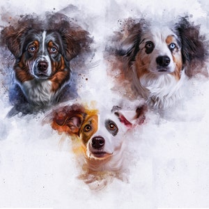 Watercolor Pet Portrait From Photo Digital File Dog Watercolor Custom ...