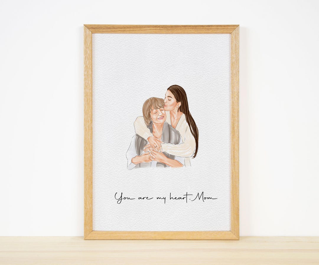 Mothers Day Gift Personalized Watercolor Portrait, Drawing From Photo ...