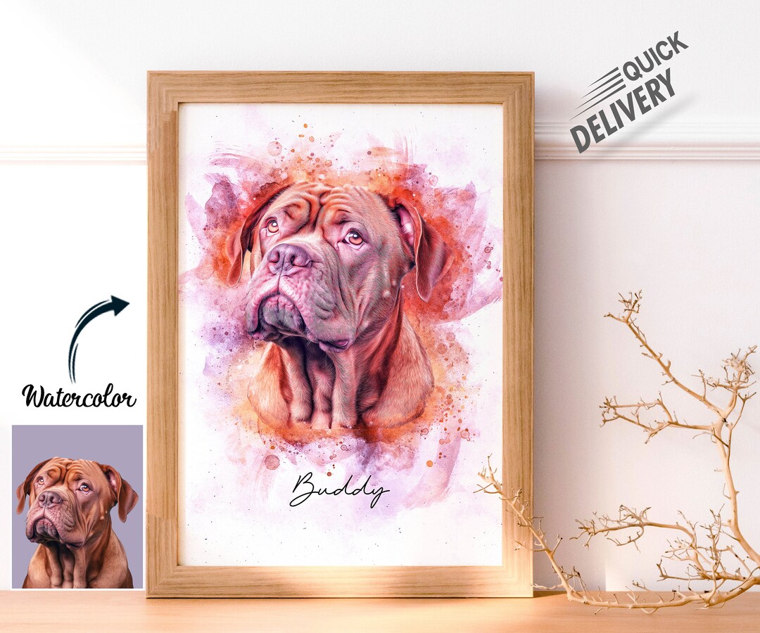 Custom Pet Portraits From Photo Personalized Digital Dog - Etsy