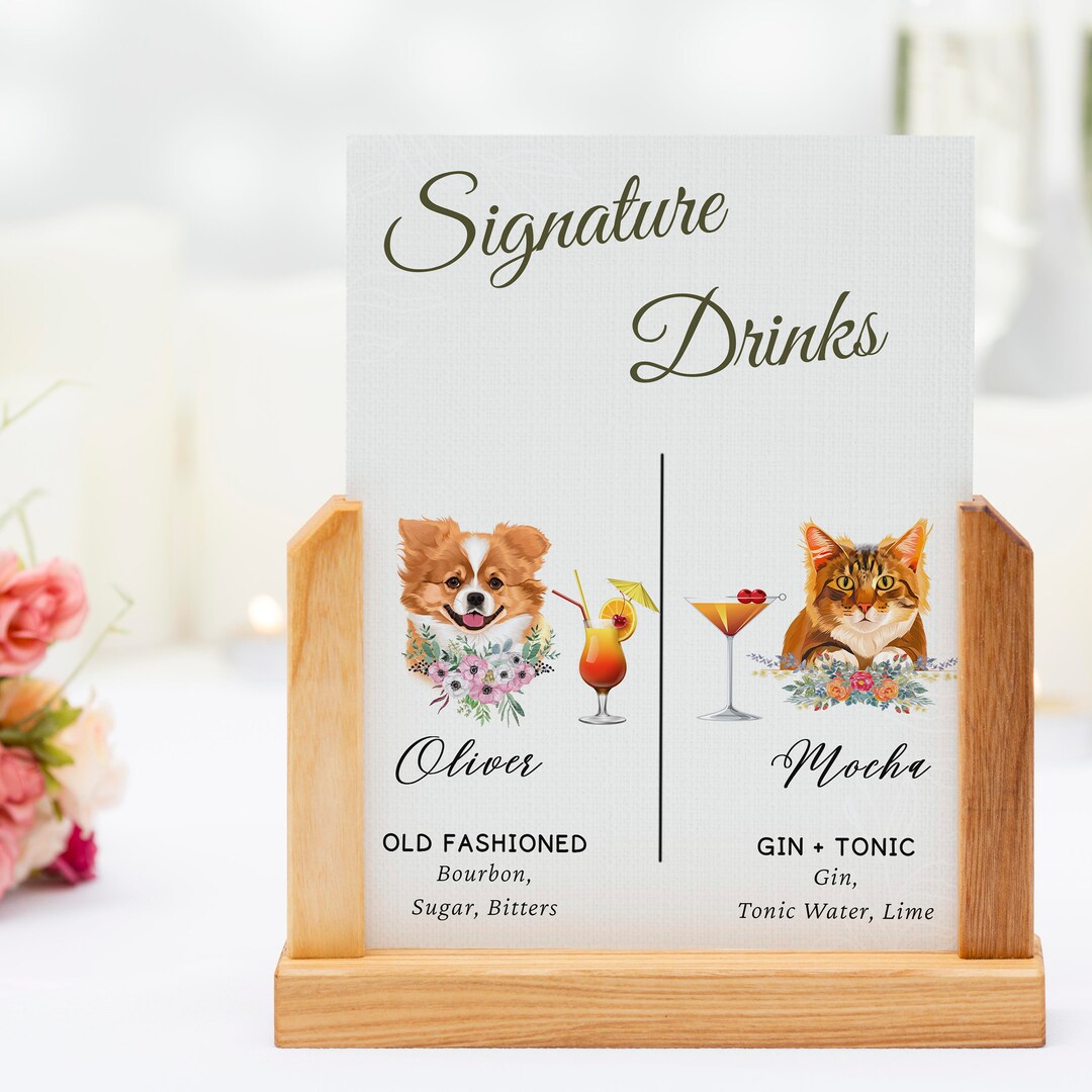Pet Signature Cocktail Sign, Dog Signature Drink, Sign Minimalist ...