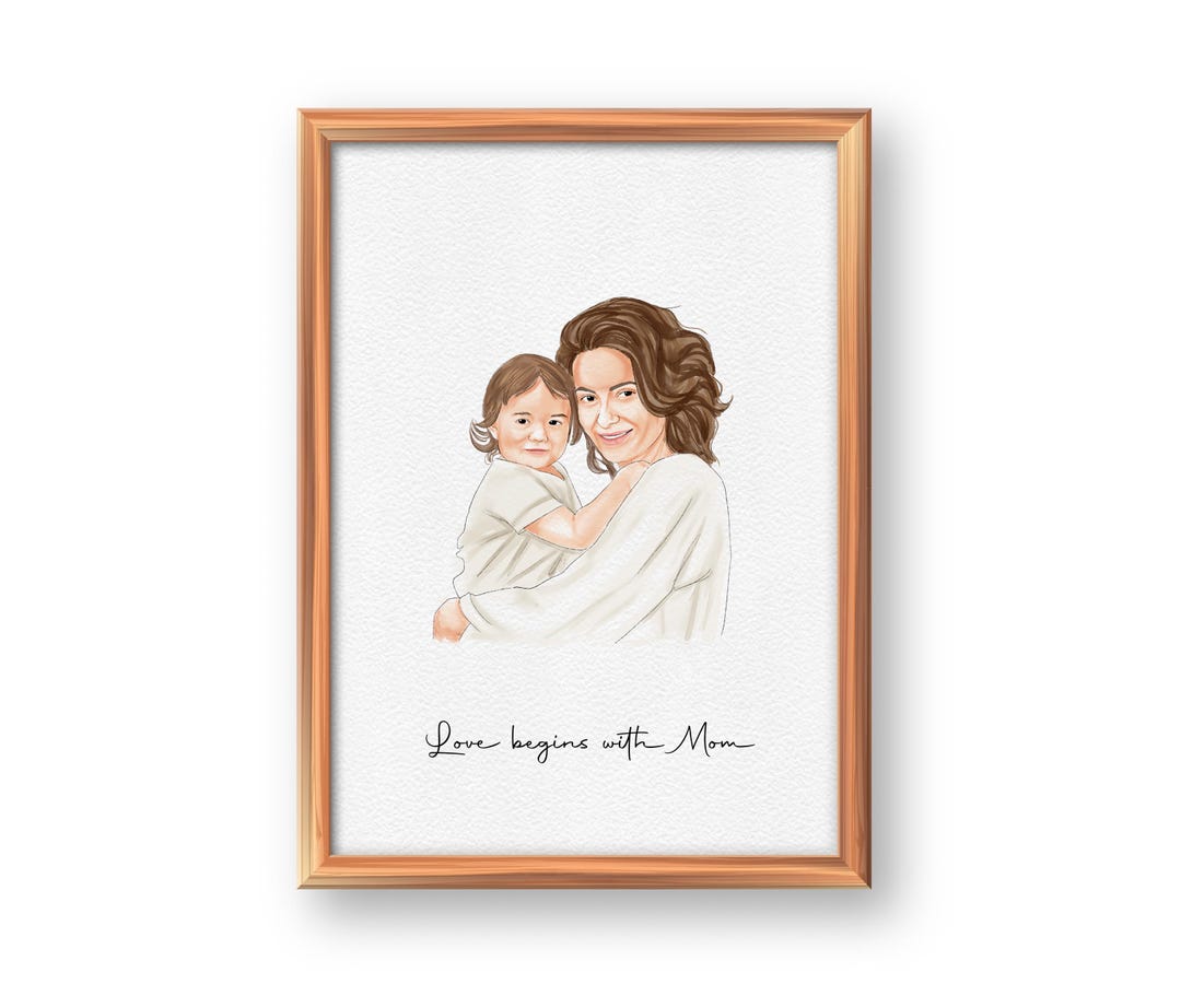 Personalized Watercolor Portrait | First Mothers Day Gift Drawing From ...