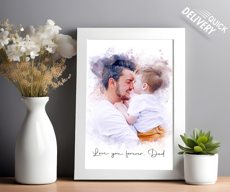 First Fathers Day Gift, Custom Portrait for Dad From Daughter ...