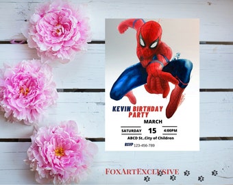 Printable Spider Birthday Invitation, Cute Spider Birthday Invite ...