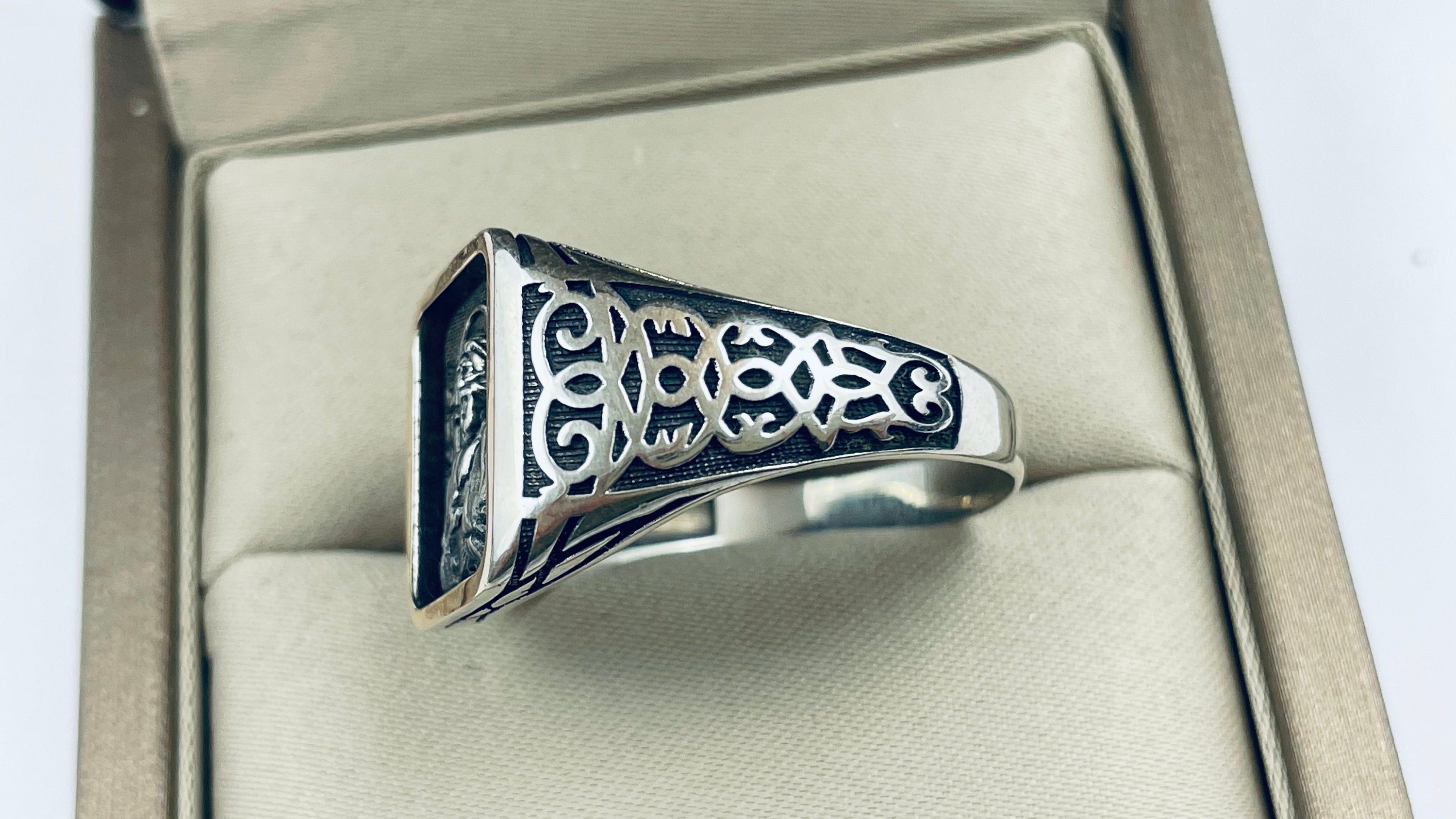 925 Sterling Silver and Gold St. Andrew Ring: Religious Statement ...