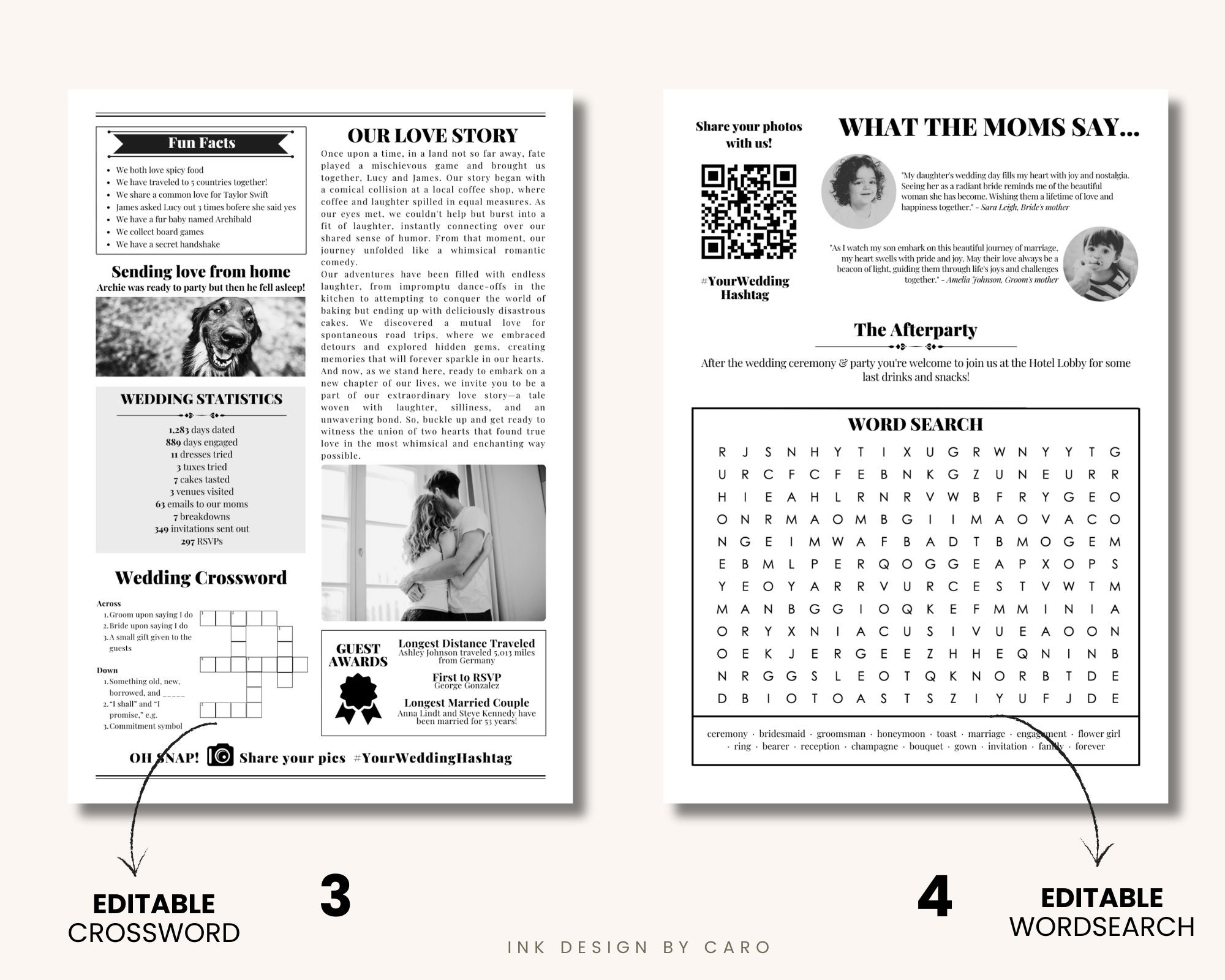 Wedding Newspaper Program Template Editable 4 Page Wedding - Etsy