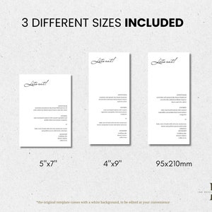 Minimalist Wedding Menu Template, Modern Script Wedding Dinner Menu ...