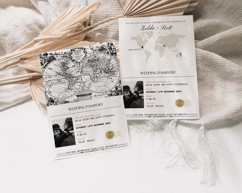 Passport Wedding Invitation Suite, Customizable Boarding Pass ...