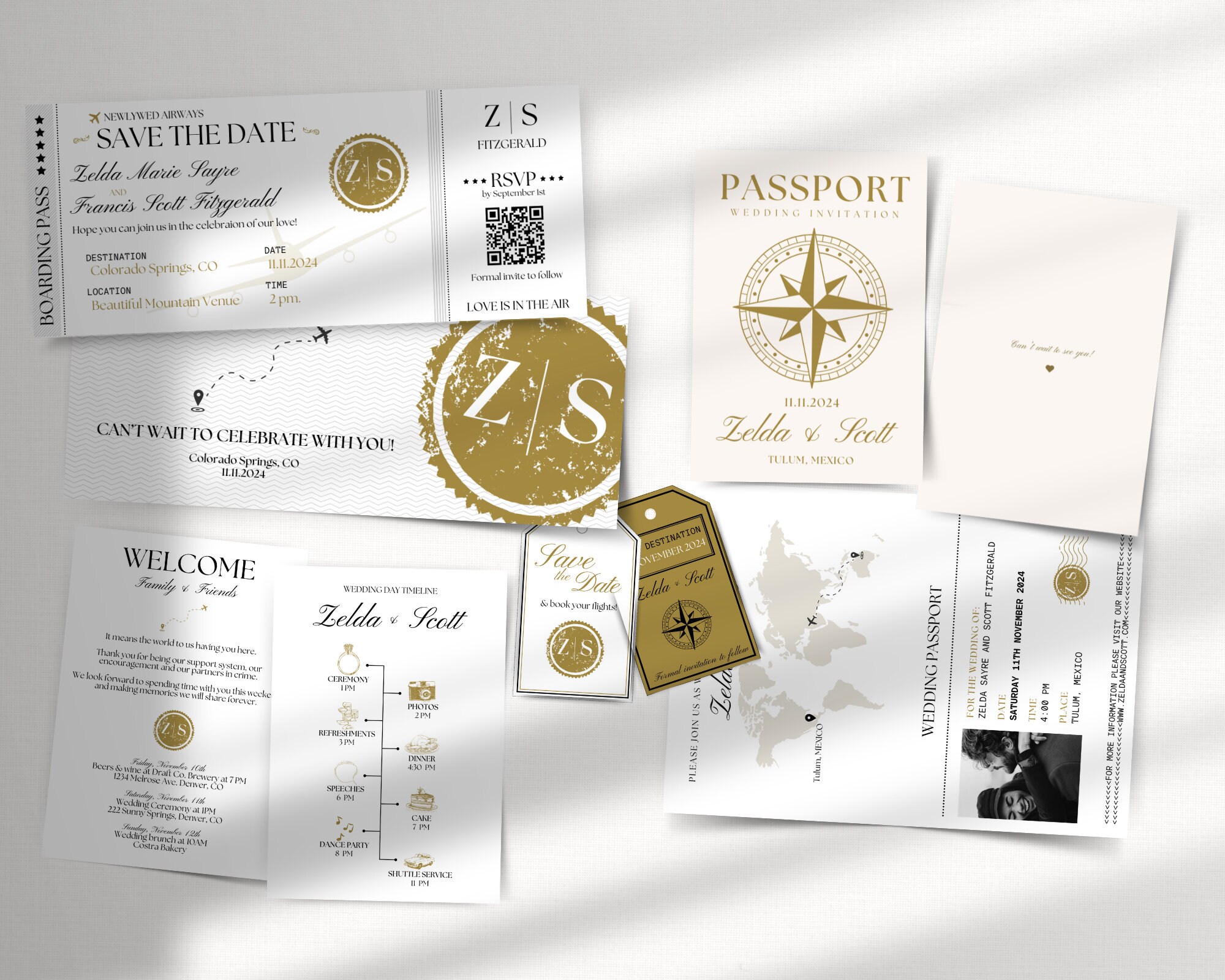 Passport Wedding Invitation Suite, Printable Boarding Pass Destination ...