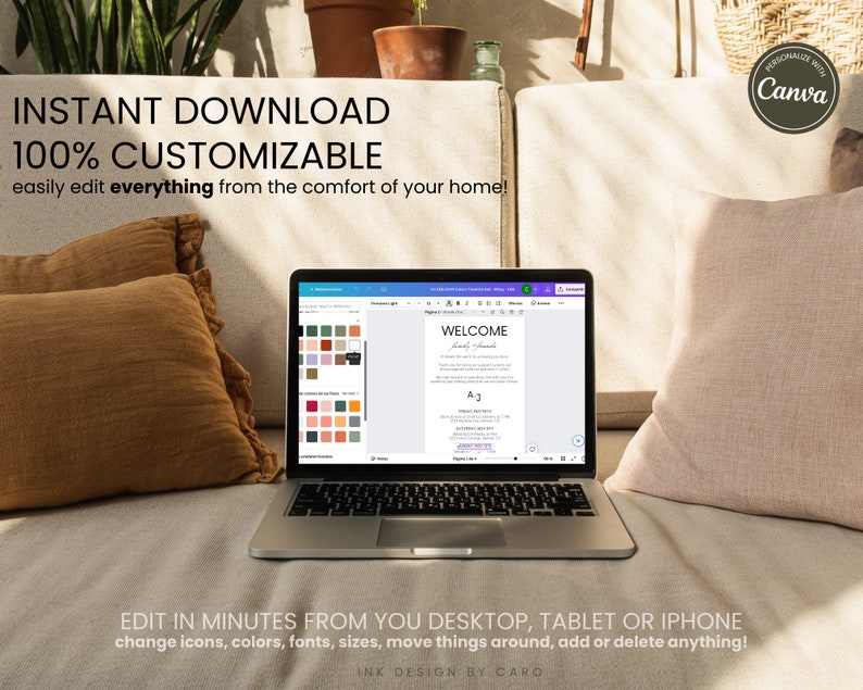 Modern Welcome Letter & Timeline Template, Wedding Weekend Itinerary ...