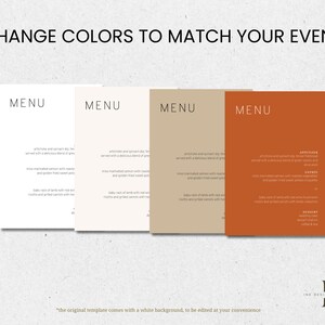 Minimalist Wedding Menu Template, Modern Script Wedding Dinner Menu ...