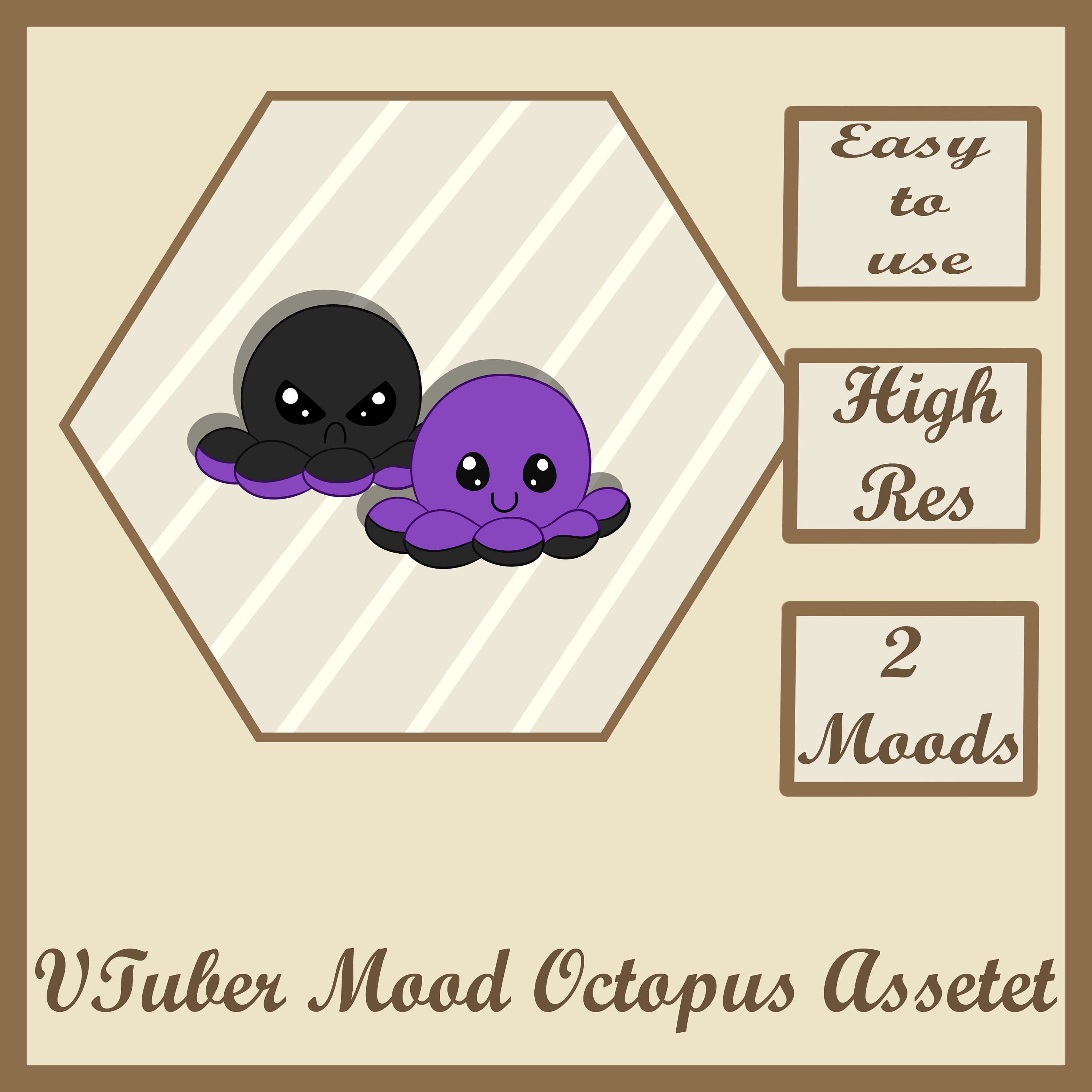 Vtuber Asset| Mood Changing Octopus, 2D Vtuber, Kawaii, Purple, Black ...