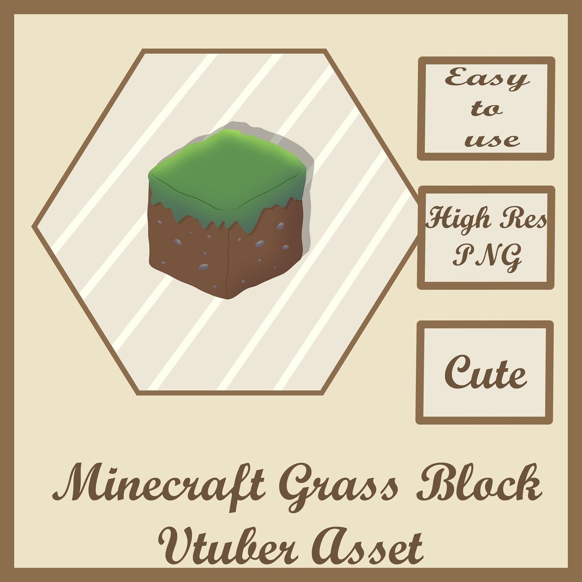 Minecraft Grass Block, Vtuber Asset, Kawaii, Png, Streamer, 2d, 3d ...