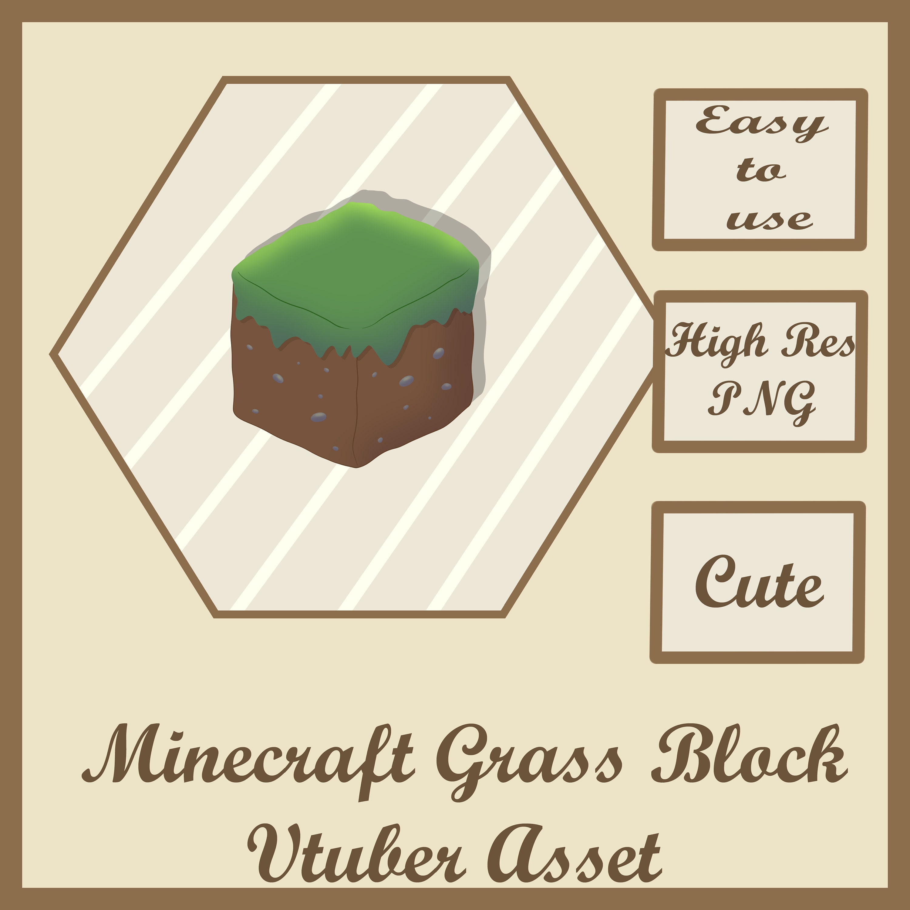 Minecraft Grass Block, Vtuber Asset, Kawaii, Png, Streamer, 2d, 3d ...