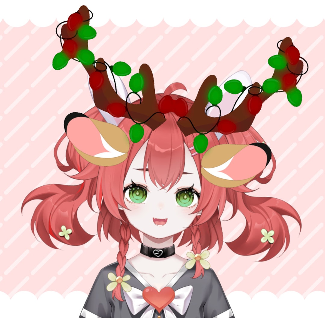 Vtuber Asset | Christmas Antlers | Christmas Lights | @D | 3D| Vtuber ...